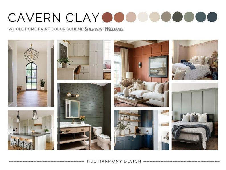 Cavern Clay Sherwin Williams Whole House Paint Color Palette Terracotta ...