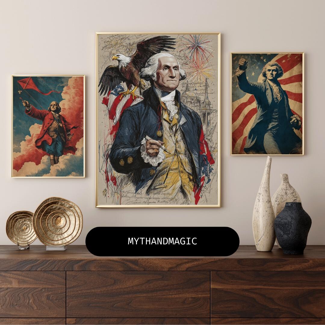 Founding Fathers Art Fourth of July Wall Art American Patriotic Art ...