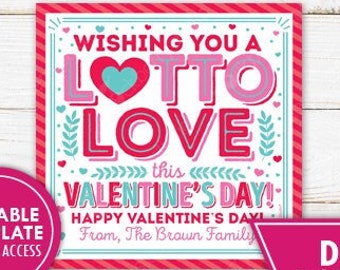 Valentine's Day Lottery Ticket Holder Printable Thanks A | Etsy