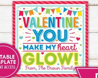 Glow Stick Valentine Printable | Etsy