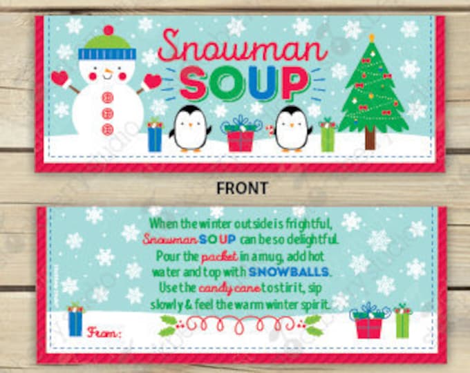 Snowman Soup Bag Topper Printable Snowman Soup Labels Digital Snowman ...