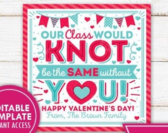 Valentine Gift Tag Class Knot Be the Same Without You - Etsy