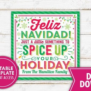 Christmas Hot Sauce Gift Tags Printable Feliz Navidad Salsa Tag Nacho ...