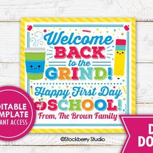 Welcome Back to the Grind Coffee Gift Tag Teacher School Staff Student ...
