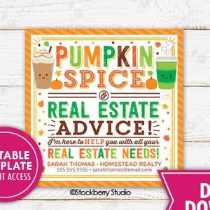 Fall Realtor Gift Tag Autumn Pumpkin Spice Coffee Label - Etsy