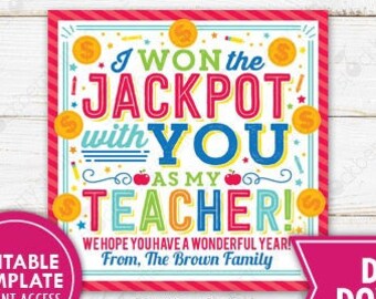 Jackpot Teacher Appreciation - Etsy