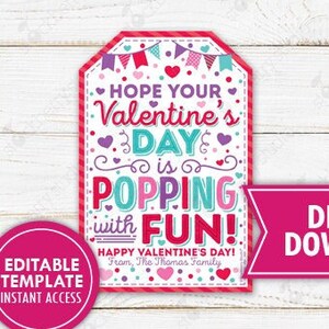 Fidget Toy Valentine Pop Gift Tag Printable Popcorn Popping With Fun ...