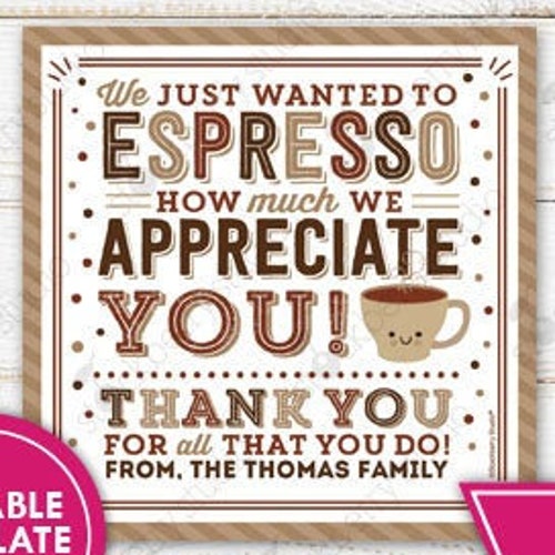 Coffee Gift Tag Employee Nurse Teacher Appreciation Staff - Etsy