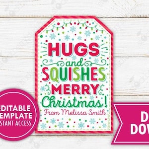Christmas Squishies Gift Tag Printable Hugs and Squishes Holiday ...