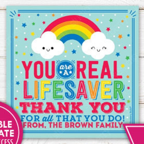 Printable/editable You Are a Real Lifesaver Gift Tag for - Etsy