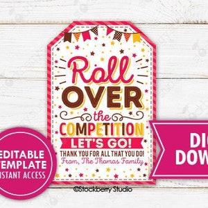 Good Luck Candy Gift Tag Roll Over the Competition Sports Team Game Day ...