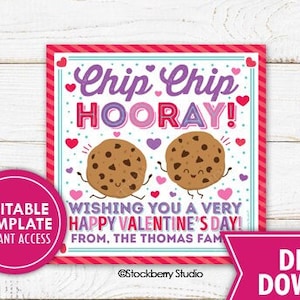 Valentine's Day Cookie Gift Tag Printable Chip Chip Hooray Label ...