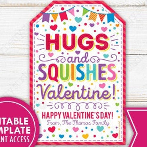 Valentine's Day Squishies Gift Tag Hugs and Squishes - Etsy
