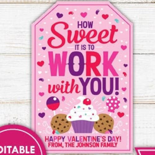 Valentines Coworker Gift Tags How Sweet It is to Be Work With - Etsy