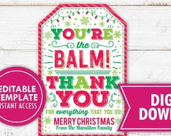 You're the Balm Teacher Appreciation Printable Tags - Etsy