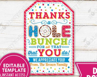 Thanks a Hole Bunch Editable - Etsy