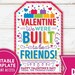 Valentine We Were Built to Be Friends Gift Tag Printable Boy Valentine ...