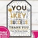 Key in Our Success Gift Tag Teacher Employee Staff Appreciation School ...