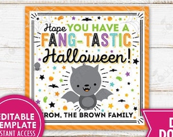 EDITABLE Halloween Treat Tags Boo Halloween Tags Halloween - Etsy