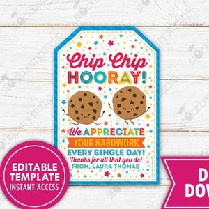 Chip Chip Hooray Gift Tag Teacher Appreciation Cookie Thank - Etsy