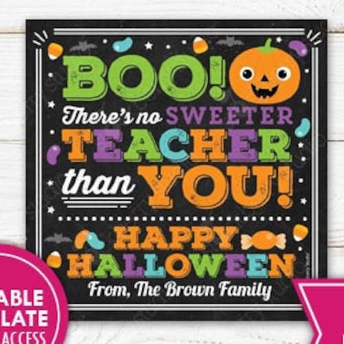 Halloween Teacher Tag Printable / Halloween Tags Teacher / - Etsy