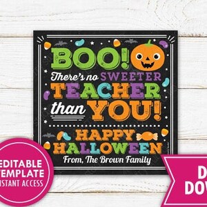 Halloween Teacher Tag Halloween Teacher Appreciation Tag Halloween ...