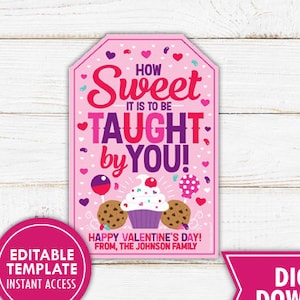 Teacher Valentines Tag How Sweet It is to Be Taught by You Printable ...