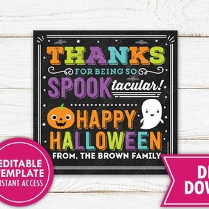 Halloween Gift Tag Candy Treat Teacher Thanks for Being Spooktacular ...