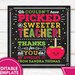 Teacher Gift Tag Fall Thank You Candy Apple Staff School PTO PTA ...