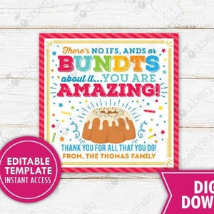 Bundt Cake Tag Printable Teacher Appreciation Bundt Cake Gift Tag ...