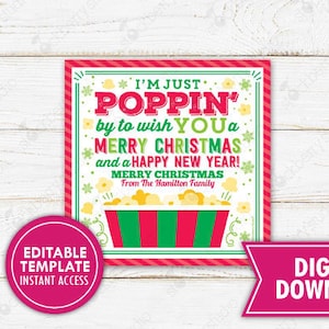 Christmas Popcorn Gift Tag Printable Poppin by Christmas Gift Tag ...