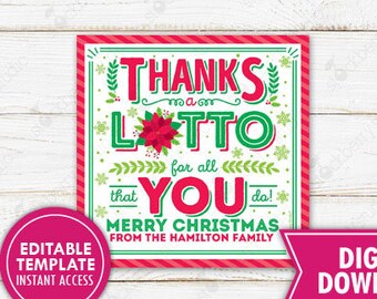 Lottery Gift Tag Thanks A Lotto for All That You Do Lottery | Etsy