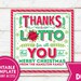 Christmas Lottery Gift Tag Thanks A Lotto for All That You Do Holiday ...
