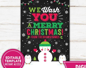 Printable Hand Soap Gift Tags We WASH You Merry Christmas & - Etsy