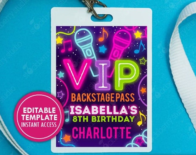 Gold VIP Pass Party Invitation, VIP Insert for Lanyard, VIP Pass ...