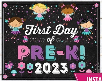 Editable First Day of Pre-k Sign Rainbow First Day of School - Etsy