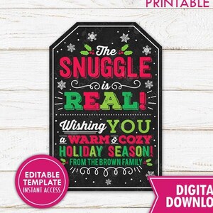 The Snuggle is Real Christmas Gift Tags Printable Secret Santa Holiday ...