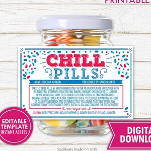Chill Pill Label Printable Prescription Label Funny Doctor | Etsy