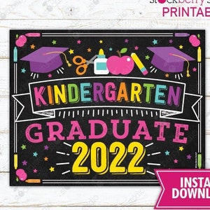 Girl Kindergarten Graduation Sign Printable Last Day of - Etsy