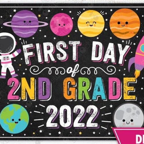 Space First Day of 2nd Grade Sign Rocket First Day of Second - Etsy