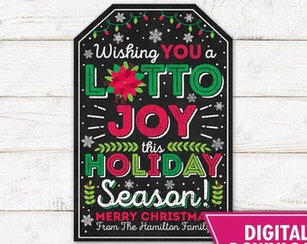 Christmas Lottery Gift Tag Printable Wishing You a Lotto Joy Teacher ...
