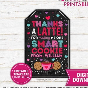 Valentine Teacher Tag Printable Valentine's Day Teacher Gift Tag ...