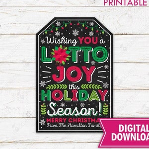Christmas Lottery Gift Tag Printable Wishing You a Lotto Joy School PTO ...