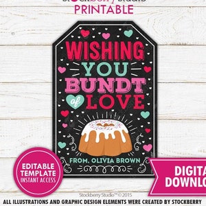 Bundt Cake Valentine Gift Tags Valentine's Day Bundt Cake Tags Editable ...
