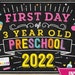 Girl First Day of 3 Year Old Preschool Sign First Day of - Etsy