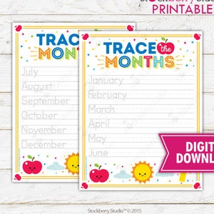 Months of the Year Tracing Worksheet Printable Learning to Write ...
