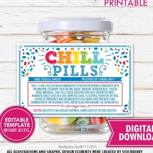 Chill Pill Label Printable Prescription Label Funny Doctor Nurse ...