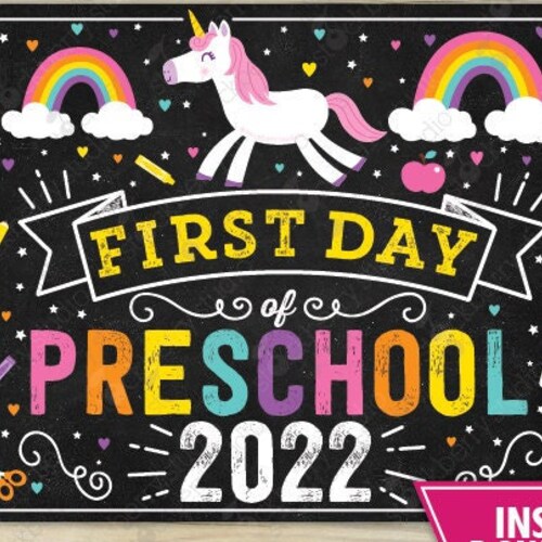 Rainbow Boho First Day of Preschool Sign First Day of School - Etsy