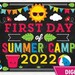 First Day of Summer Camp Sign Printable Instant Download Photo | Etsy