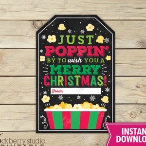 Popcorn Christmas Gift Tags Teacher Christmas Gift Tag Secret Santa ...